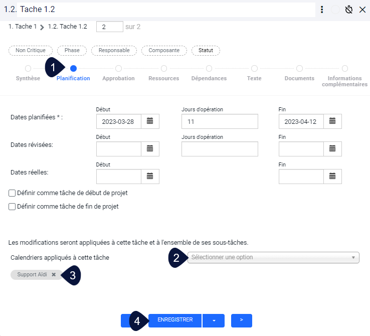 Mise à jour des calendriers dans l’échéancier – Aidi
