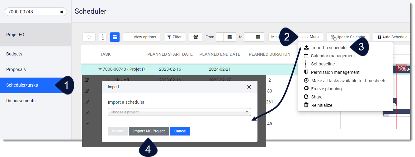 Importing tasks from a MS Project file into Aidi’s scheduling tool – Aidi