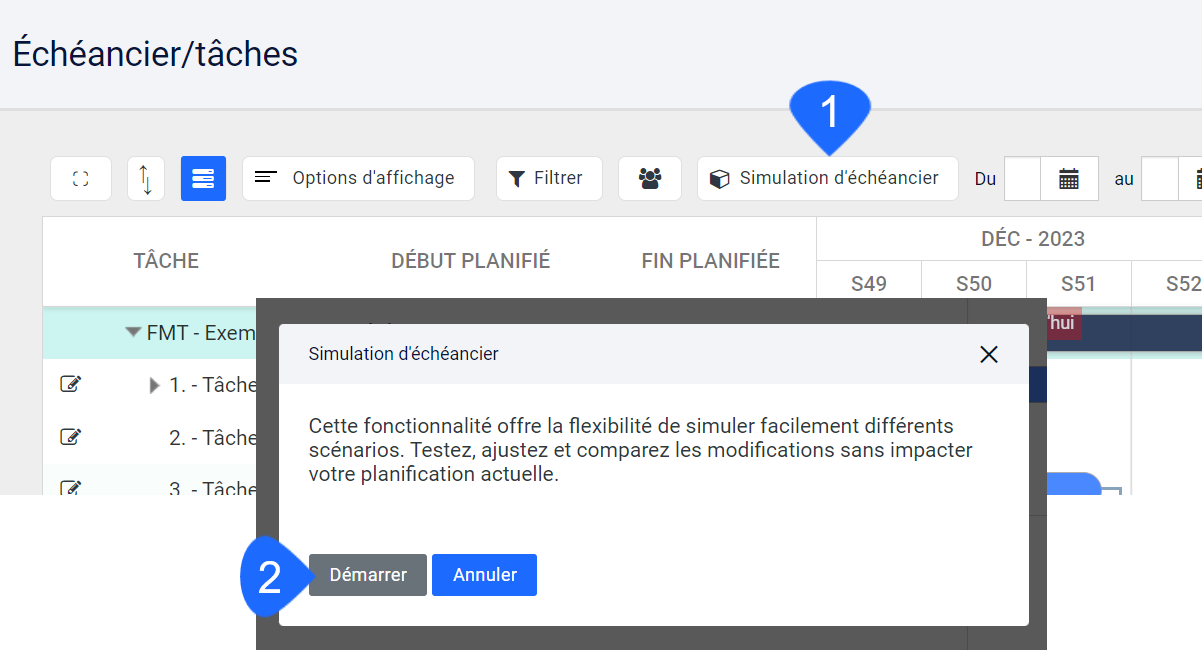 Simulation d'échéancier – Aidi