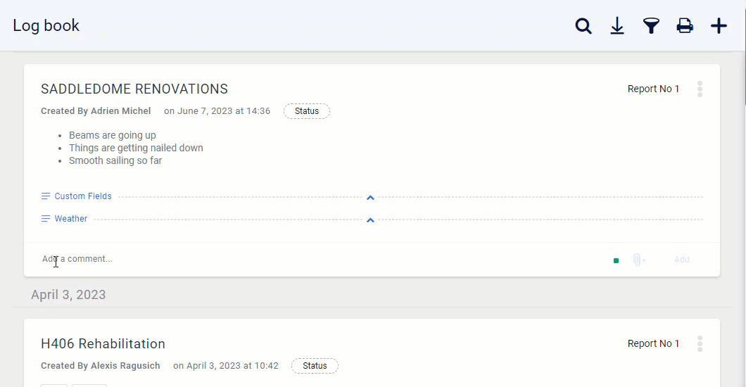 Comment on a log book note – Aidi