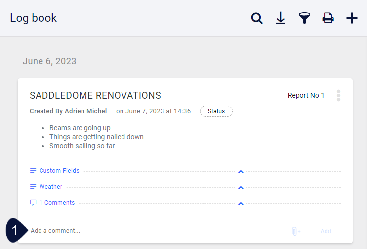 Comment on a log book note – Aidi