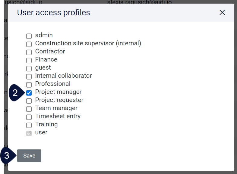 Create a User Account and Define or Modify the Access Profile – Aidi