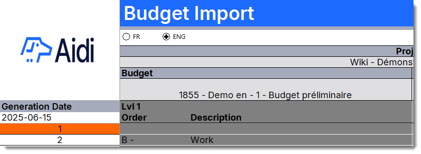 Budget import – Aidi